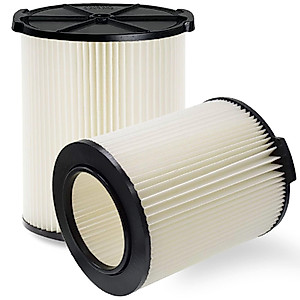 2 Pack Standard Wet/Dry Vac VF4000 Replacement Filter for Ridgid 72947 Vacs 5-20 Gal Shop Vac Also fits Craftsman 17816, 6-9 Gal WD5500 WD0671 RV2400A RV2600B