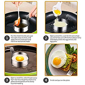 Winkeyes 4pcs 3.5 Inch Stainless Steel Round Pancake Rings Egg Rings, Non Stick Fried Egg Mold, Pancakes Maker Molds, Breakfast Egg Sandwich Cooker Maker (3.5inch)