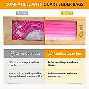 FamRica Ziplock Bag Storage Organizer Bamboo Ziplock Bag Organizer for Drawer, Baggie Holder Compatible with Gallon Quart Snack and Sandwich Size Storage Bags, Freezer Bags and Slider Bags