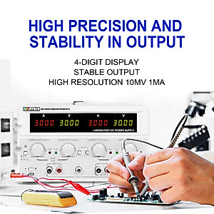 MATRIX DC Power Supply Variable 30V 10A 615W, 10mV 1mA Bench Power Supply High Precision 3 Output, Linear Power Supply with Bright Screen, Series Parallel Mode, USB RS232 RS485 Interface, MPS-3010H-3C