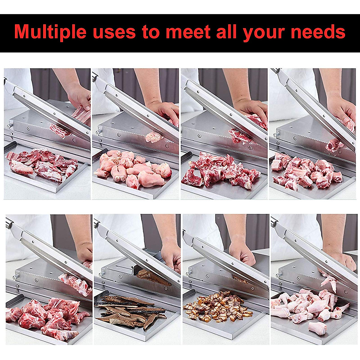 Bavnnro Meat Slicer Manual Ribs Meat Chopper Bone Cutter for Fish Chicken Beef Frozen Meat Vegetables Deli Food Slicer Slicing Machine for Home Cooking and Commercial Cooking (KD0288)