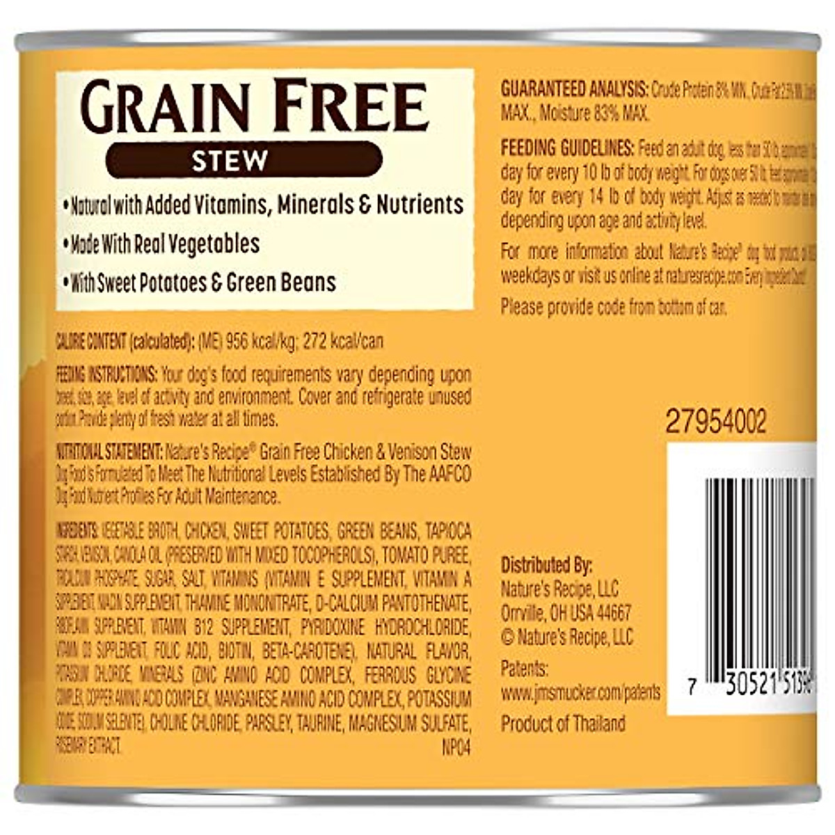 Nature's Recipe Grain Free Wet Dog Food, Chicken & Venison Stew Recipe, 10 Ounce Can (Pack of 12)