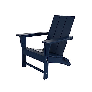 WO Home Furniture HDPE Adirondack Chair Folding Poly Lumber All Weather UV/Fade Resistant Heavy Duty for Patio, Backyard, Balcony, Garden, Lawn (Navy Blue)…
