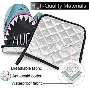 Shark Mouth Hug Me Oven Mitts and Pot Holders Sets of 2,Resistant Hot Pads,Flexible Cooking Oven Gloves for Microwave BBQ Cooking Baking Grilling