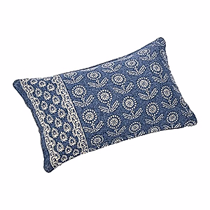 Creative Co-Op Floral Fields Lumbar Pillow Decorative Pillow, 12" x 20", Blue