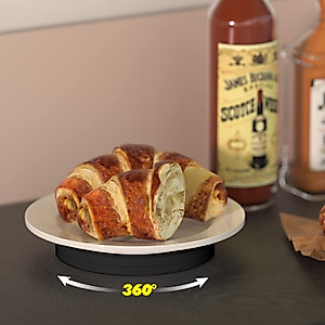 VOLCANOES CLUB Lazy Susan Turntable Organizer - 6 Inch Heavy Duty Rotating Swivel Stand with Steel Ball Bearings for Cake, Kitchen Cabinets, Monitor, TV, Painting, Display (30lb Capacity/Black)