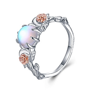 SCZKLAQ Triple Moon Ring for Women 925 Sterling SilverTriple Moon Goddess Rings Moonstone Rose Triple Moon Jewelry Gifts for Women