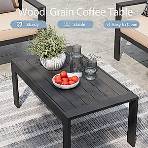 Aoxun 2 Pieces Patio Furniture Set Outdoor Aluminum Furniture Set with Waterproof Cover, Patio Sectional Conversation Set with Coffee Table for Lawn, Garden, Backyard (Beige)