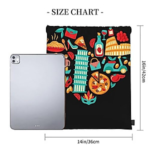 Delhiponics Heart Element Illustration Drawstring Backpack Waterproof Gym Sports Trave String Bag Adjustable Lightweight Drawstring Bag Sports Dance Sackpack