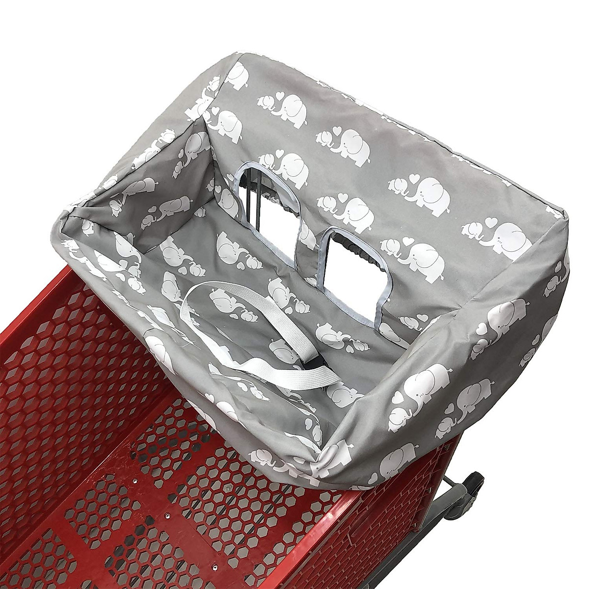 Portable Shopping Cart Cover | High Chair and Grocery Cart Covers for Babies, Kids, Infants & Toddlers ✮ Includes Free Carry Bag ✮ (Simple White Elephant)