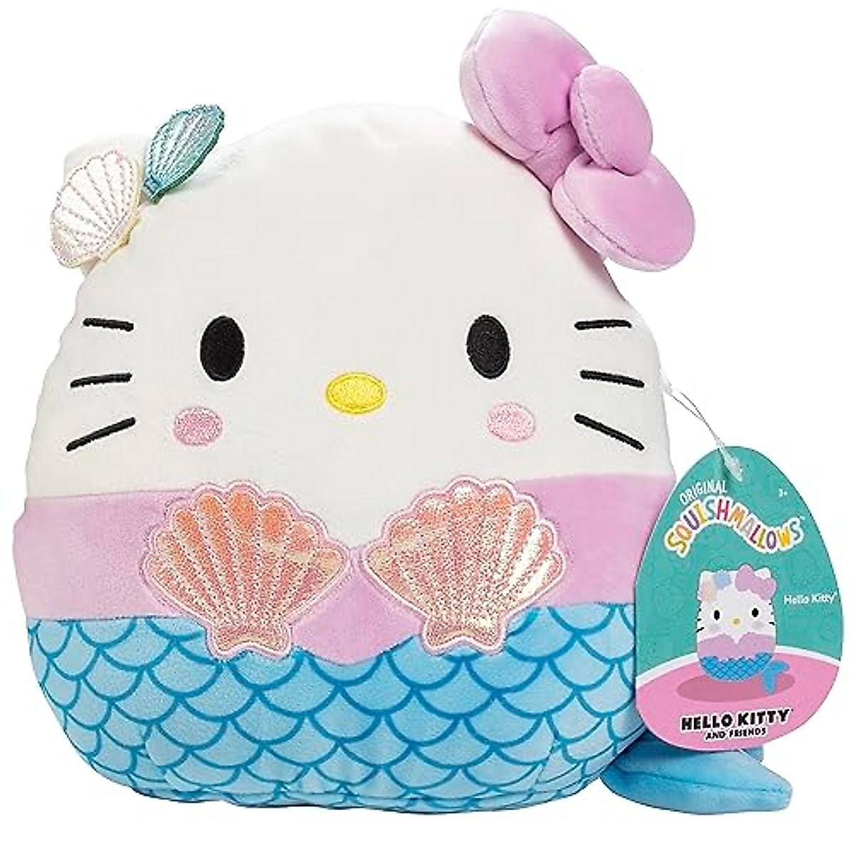 Squishmallows Original 8-Inch Hello Kitty Mermaid - Official Jazwares Easter Plush - Collectible Soft & Squishy Sanrio Stuffed Animal Toy - Add to Your Squad - Gift for Kids, Girls & Boys