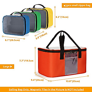 Rexmica 4 Pack Magnetic Tiles Storage Bag, Multifunction Toy Storage Organizer Bag, Magnetic Tiles Travel Bag Case with Visible Top for Magnet Building Tiles, Board Game, Puzzle, Car Toy