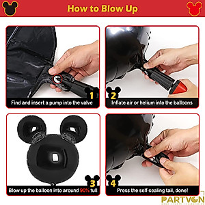 12 Pieces Mickey Party Balloons, 24” Red Black Gold Mouse Foil Balloons for Gender Reveal Baby Shower Wedding Kids Theme Birthday Party Decoration Supplies