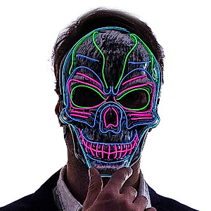 JOYIN Halloween LED Purge Scary Mask Light Up LED Mask Cool Costume Accessories (Skull)