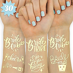 xo, Fetti 30 Bride Tribe Metallic Tattoos | Bachelorette Party Decorations, Bridesmaid Favor + Bride To Be gold