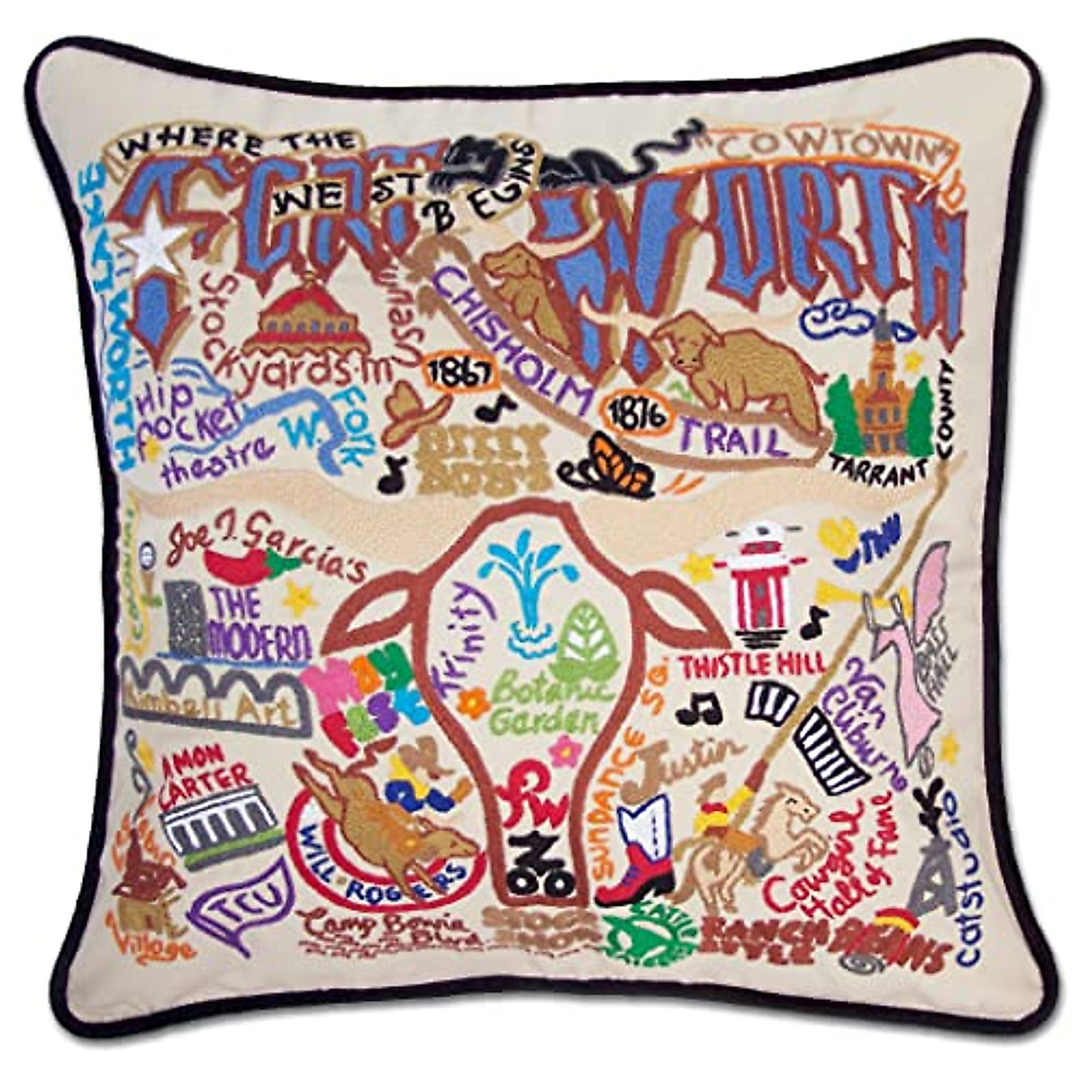 Catstudio Fort Worth Embroidered Decorative Throw Pillow