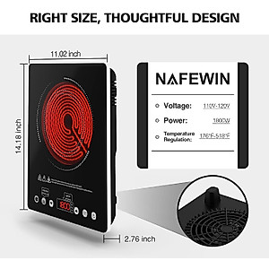 Single Burner Electric Cooktop, 1800W Electric Stove Top Portable, Electric Hot Plate 110v Plug in Countertop,Child Safety Lock,Timer,9 Power Level, Compatible for All Cookware, Induction Cookotp