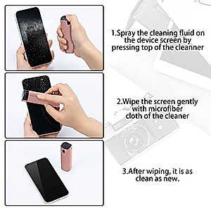 Touchscreen Mist Cleaner, Screen Cleaners Spray, DauMeiQH Laptop Cleaning Kit for Electronic Cell Phone iPhone, iPad, Computer, Tablet, MacBook Pro, PC, Monitor, TV, LCD Flat Screens, Eyeglass - Pink