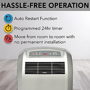 Whynter ARC-12S 12,000 BTU Portable Air Conditioner with Dehumidifier and Fan, Includes Activated Carbon Filter and Storage Bag, Platinum, 400 Sq Ft