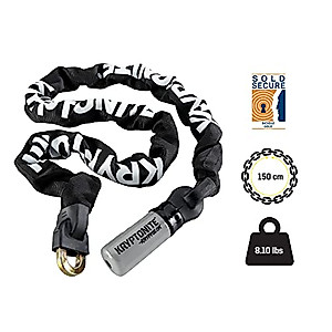 Kryptonite Kryptolok 915 Bike Chain Lock, 5 Feet Long Heavy Duty Anti-Theft Sold Secure Gold Bicycle Chain Lock with Keys for Bike, Motorcycle, Scooter, Bicycle, Door, Gate, Fence