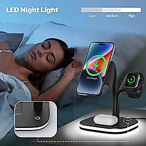 Magnetic Charging Station, 5 in 1 for MagSafe Charger Stand for iPhone 15 14 13 12 Series, Wireless Charger Fast Charging for Apple Watch 9 8 7 6 5 4 3 2 Ultra, Airpods Pro 3 2 (Black)