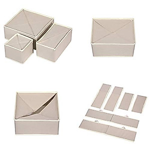TENABORT 6 Pack Foldable Drawer Organizer Dividers Cloth Storage Box Closet Dresser Organizer Cube Fabric Containers Basket Bins for Underwear Bras Socks Panties Lingeries Nursery Baby Clothes Beige