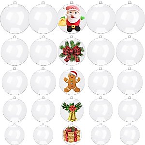 Clear Fillable Ornaments Ball, 25 PCS Transparent Plasti Craft Ornament Balls 5 Different Sizes for DIY Bath Bomb Mold Set and Party Decor