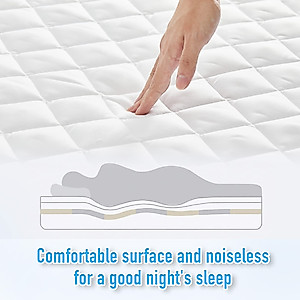 HYLEORY Queen Size Waterproof Mattress Pad Protector, Breathable Quilted Mattress Cover Noiseless Waterproof Fitted Sheet Mattress Topper Upto 21" Deep Pocket, White