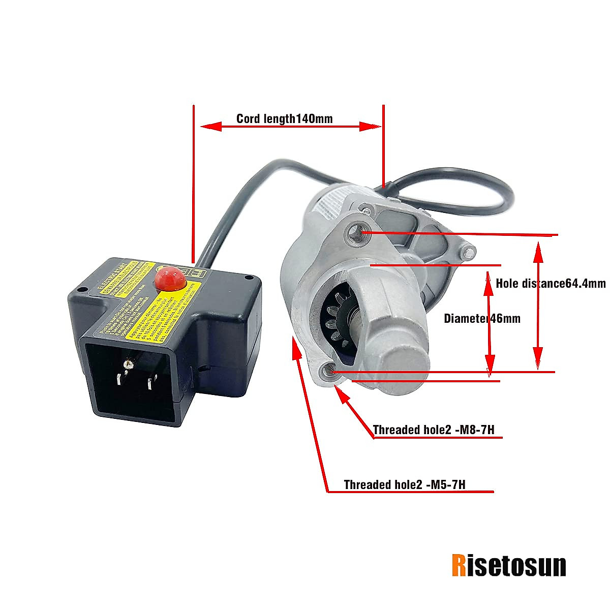 Risetosun Electric Starter Motor JQ170-2 Fits for LCT 291cc Snow Blower OHV Gas Engine,14 Teeth