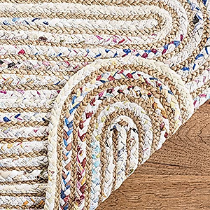 SAFAVIEH Cape Cod Collection Accent Rug - 4' x 6', Ivory & Multi, Handmade Braided Jute & Cotton, Ideal for High Traffic Areas in Entryway, Living Room, Bedroom (CAP208A)
