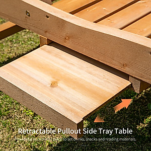 Outsunny Chaise Lounge Chair Outdoor Wooden Pool Lounge Chair with 3-Level Adjustable Backrest, Built-in Table and Rolling Wheels, Sun Tanning Chair for Beach Poolside Sunbathing, Brown Red