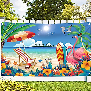 KatchOn, XtraLarge Beach Photo Backdrop - 72x44 Inch | Summer Backdrop for Beach Party Decorations | Beach Backdrop, Hawaiian Beach Theme Party Decorations | Summer Banner for Summer Party Decorations