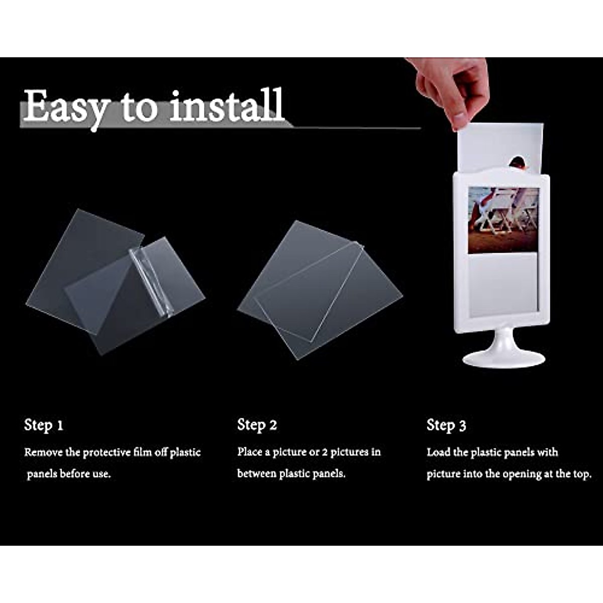 Myraculo Double Sided Standing Picture Frames 4x6 2 Side Frame Pedestal Picture Frames Bulk Plastic White Photo frames Set for Display (10 pack)