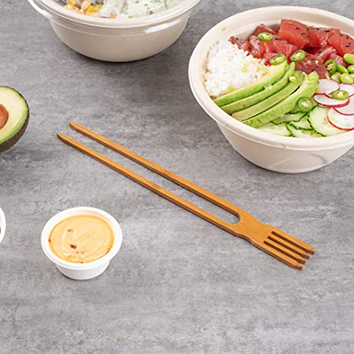 Restaurantware 10 Inch All-In-One Chopsticks With Fork 100 Multi-Functional Chopstick Utensil Combo - Durable Sustainable Bamboo Fork Chopsticks For Home Travel Or Take Out