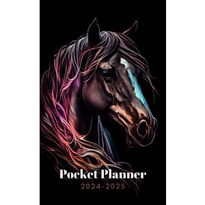 Horse Pocket Planner 2024-2025: Small Size Monthly, Weekly Animal Calendar|Organizer for Purse | 24 Months (January 2024 to December 2025)