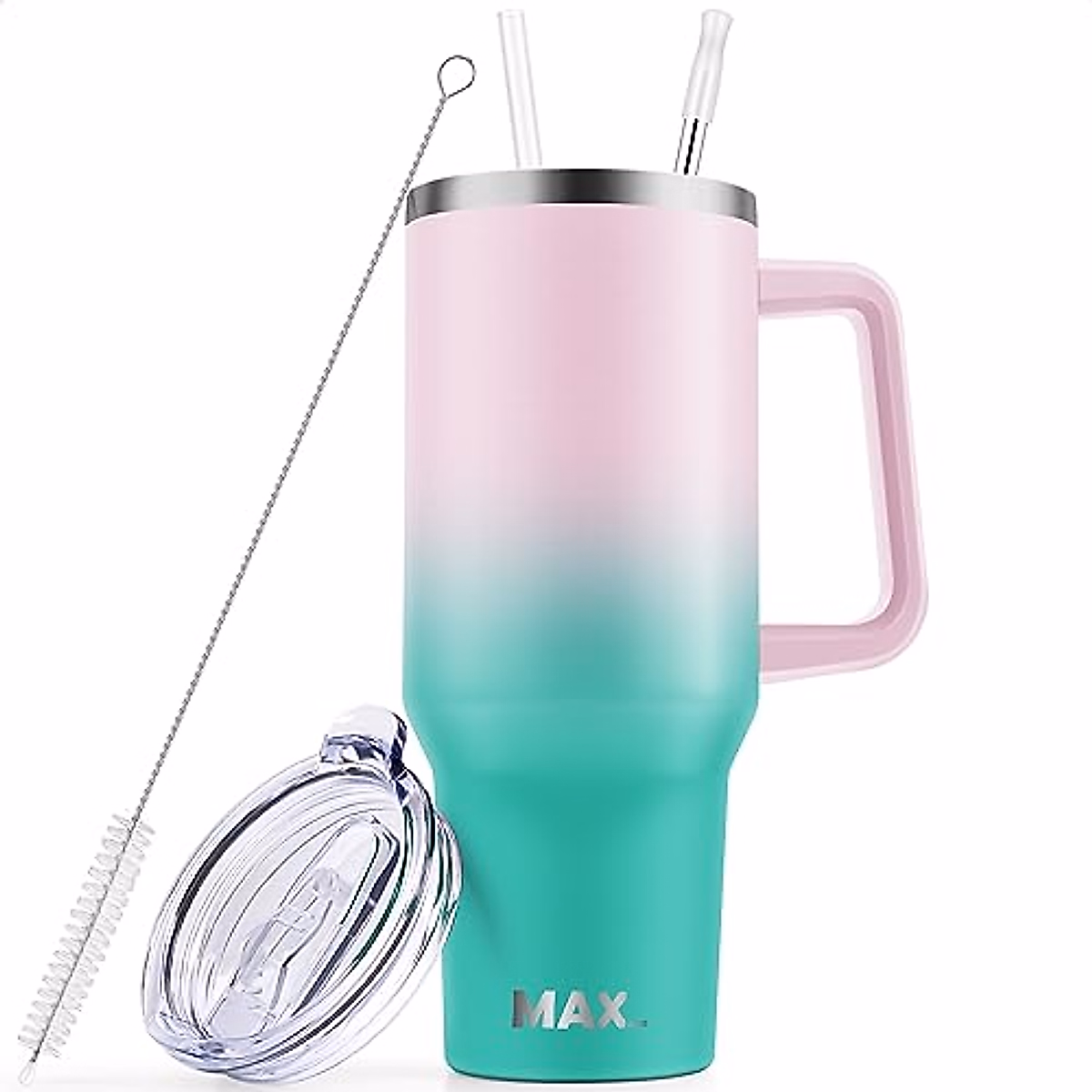 MaxBase 40 oz Tumbler with Handle and Straw Lid, Insulated Reusable Stainless Steel Travel Mug Keeps Drinks Cold up to 34 Hours, 100% Leakproof Bottle for Water, Iced Tea or Coffee, Smoothie and More