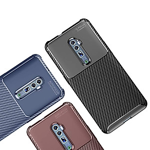 Oppo case for Oppo Reno2 Carbon Fiber Texture Shockproof TPU Case(Black) (Color : Brown)