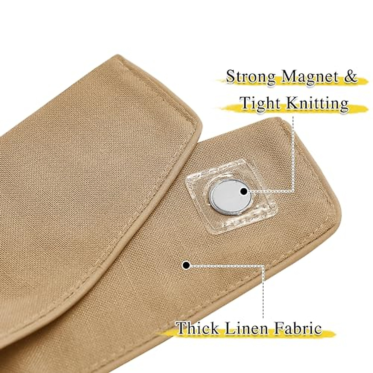 NICETOWN Thick Linen Strong Magnetic Curtain Tiebacks - Natural Decorative Curtain Ties Wide Straps Holdbacks for Modern Curtains (Burlap, 11.8 X 4 Inches, Set of 4)