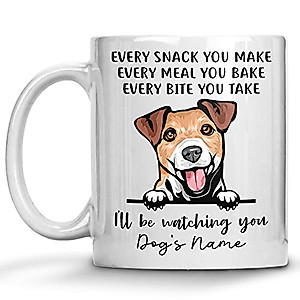 Personalized Jack Russell Terrier Coffee Mug, Every Snack You Make I'll Be Watching You, Customized Dog Mugs for Mom Dad, Gifts for Dog Lover, Mothers Day, Fathers Day, Birthday Presents