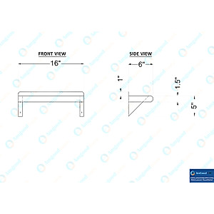 AmGood 6" X 16" Stainless Steel Wall Shelf | NSF | Metal Shelving | Garage, Laundry, Storage, Utility Room | Restaurant, Commercial Kitchen
