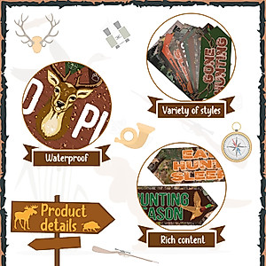 20 Pieces Hunting Party Sign Gone Hunting Party Themed Directional Sign Deer Hunting Camo Cutouts Welcome Yard Sign for Birthday Party Supplies Photo Props Backdrop Decoration