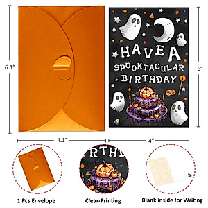 BIZIBAFF Halloween Birthday Card Ghosts Happy Birthday Halloween Cards Gift for Kids Women Men Funny Halloween Birthday Cards with Envelope Spooky Halloween Baby Shower Party Halloween Birthday Card