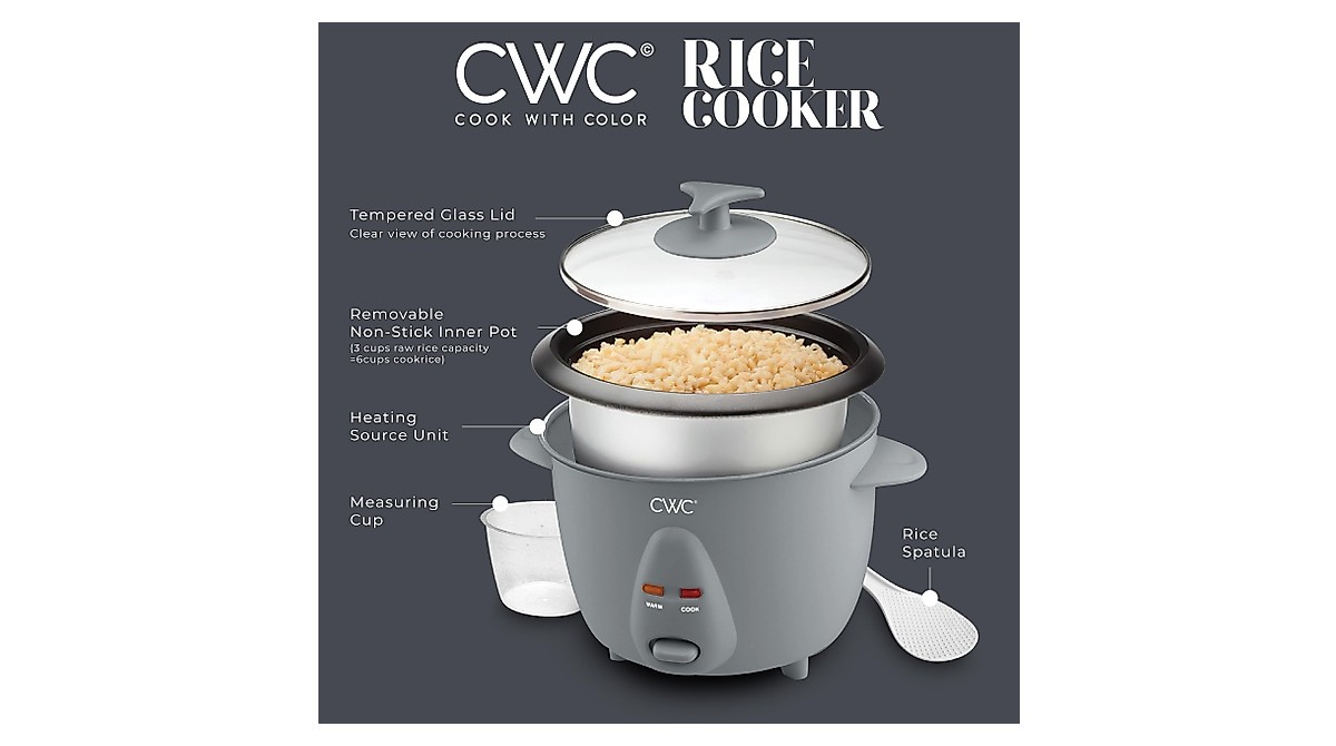 COOK WITH COLOR 6 Cup Rice Cooker - Effortless & Versatile Cooking