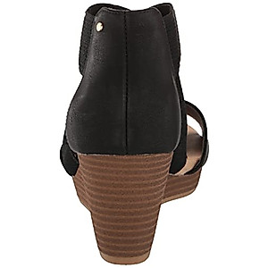 Dr. Scholl's Shoes Women's Barton Band Wedge Sandal, Black Smooth, 9