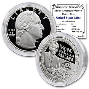 2022 S Limited Edition American Women Series: Silver Proof Nina Otero-Warren Quarter Coin (in Capsule) with Certificate of Authenticity 25¢ Seller Proof