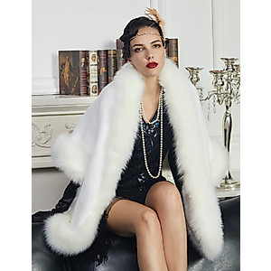 BEAUTELICATE Women's Faux Fur Shawl Wrap Stoles for Bridal Wedding Dresses