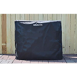 Woodhaven 4 Foot Waterproof Full Cover - Covers 1/4 Cord Woodhaven Outdoor Firewood Rack - Reinforced Vinyl With Velcro Straps - Keeps Logs Dry (Black)