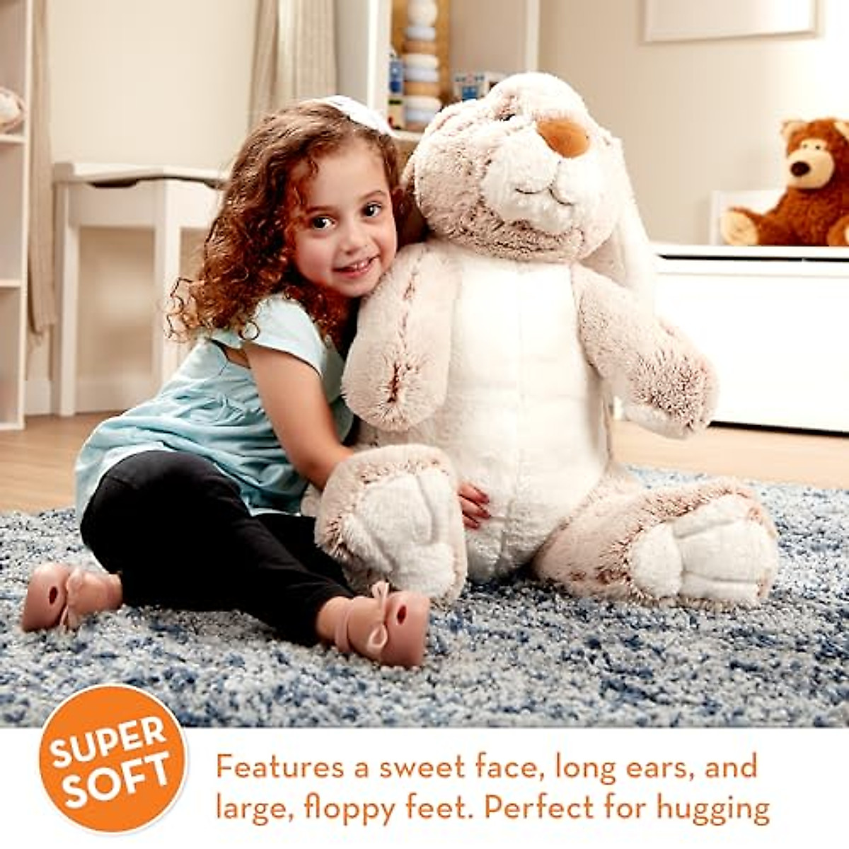 Melissa & Doug Jumbo Burrow Bunny Lop-Eared Rabbit Stuffed Plush Animal (21 Inches Tall)