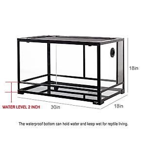 WACOOL Tempered Glass 40 Gallon Reptile Tank, Front Opening Reptile Terrarium 30" x 18" x 18" for Reptile Pets Bearded Dragon Gecko Lizard, Top Screen Ventilation & Anti Escape Lid