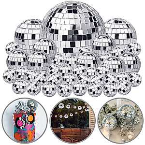 45 PCS 0.78Inch 1.57Inch 2.36Inch 3.54Inch Disco Ball Cake Decoration Ornaments Reflective Mirror Ball Cake Decoration 70s Disco Themed Party Decoration for Christmas Tree Dance Music
